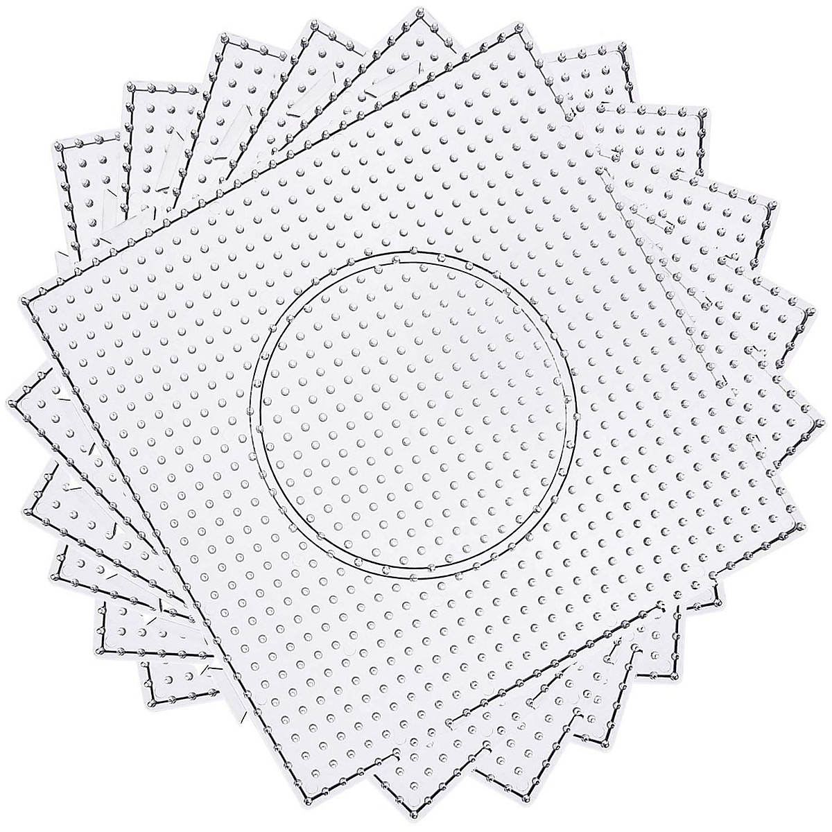 H&W 4PCS 5mm Fuse Beads Boards, Large Clear Pegboards Kits, with Gift 4 Lroning Paper (WA3-Z1)