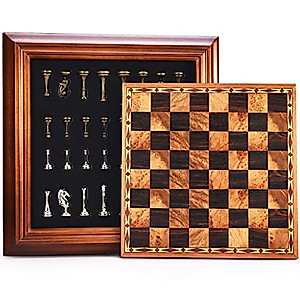 AMEROUS 14 inches Wooden Chess Set with Metal Chess Pieces / 2.5'' King/Storage for Chessmen/Gift Package/Instructions/Classic Board Game