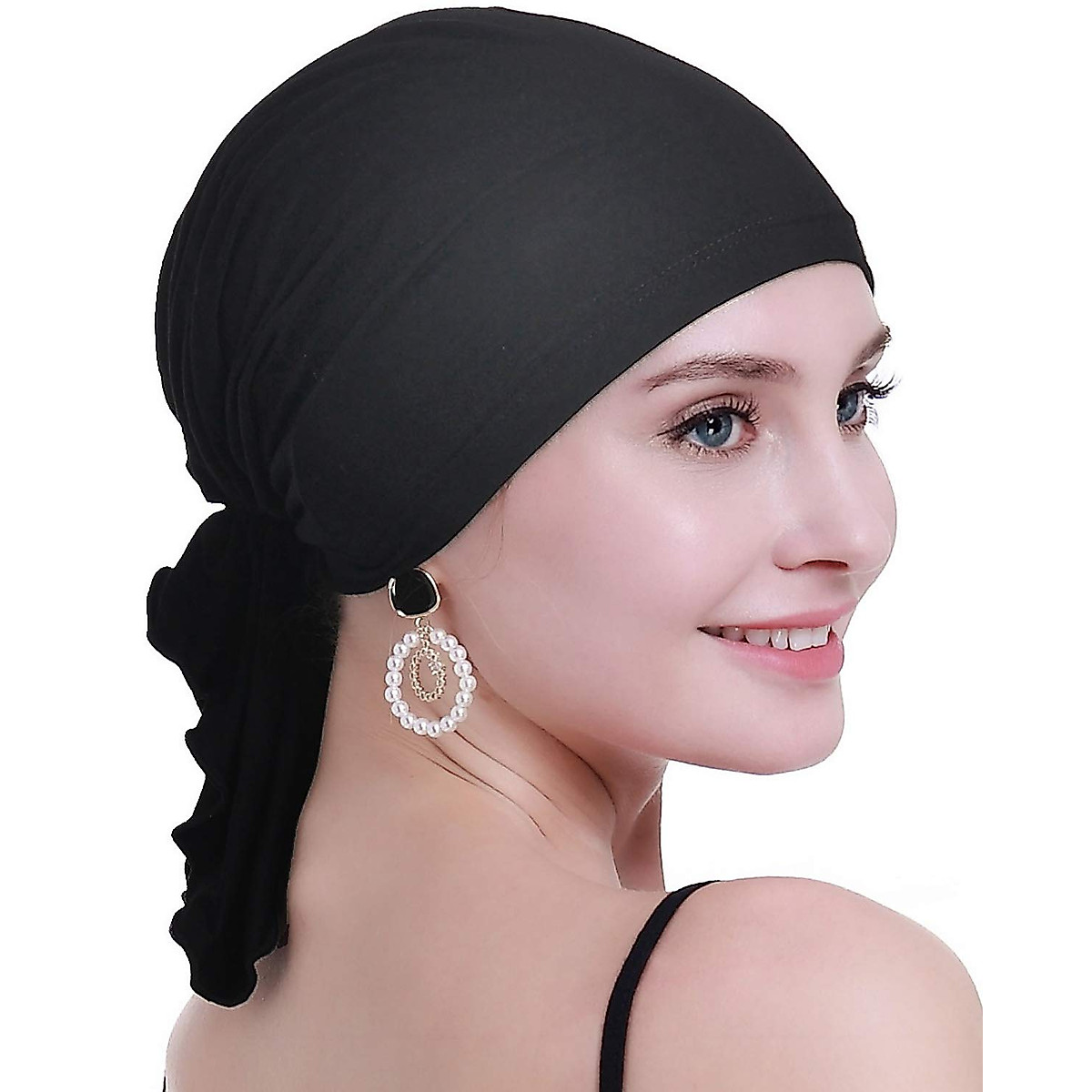 osvyo Chemo Headscarf for Women Hair Loss - Cancer Slip On Headwear Turbans Sealed Packaging Black