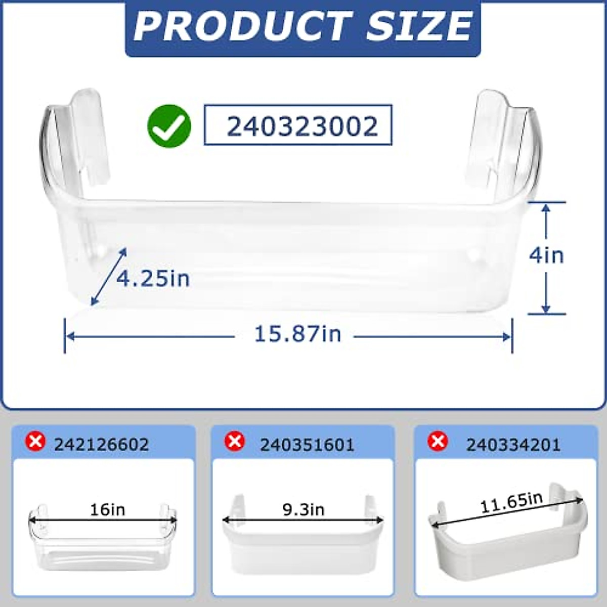 UPGRADED 240323002 Refrigerator Door Bin Shelf Compatible with Frigidaire & Electrolux Parts Replaces 240323006 240323009 240323005 AP2115742 AH429725 EA429725 PS429725