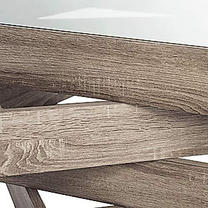 Safavieh Home Collection Anwen Mid-Century Geometric Light Oak and Brown Wood Coffee Table