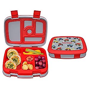 Bentgo® Kids Prints Leak-Proof, 5-Compartment Bento-Style Kids Lunch Box - Ideal Portion Sizes for Ages 3 to 7 - BPA-Free, Dishwasher Safe, Food-Safe Materials (Trucks)