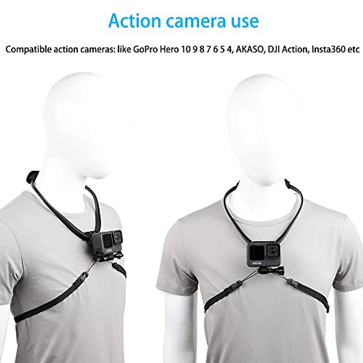 Mobile Phone Chest Strap Mount Action Camera Neck Holder for VLOG/POV, for iPhone 13 12 11 Pro Max Plus,Samsung,GoPro Hero 10, 9, 8, 7, 6, 5,DJI OSMO Action 2, AKASO,and Cell Phones (4 to 7in)