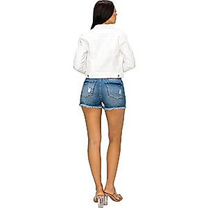 Creative Mimesis Denim Jean Jacket For Women Button up Long Sleeve Stone Washed S - 3XL (90243 White, Small)