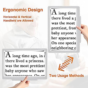 5X Large Page Magnifying Glass for Reading, Full-Page Viewing Area Magnifier Handheld Lightweight Magnifier for Reading Seniors and Low Vision Person Silver