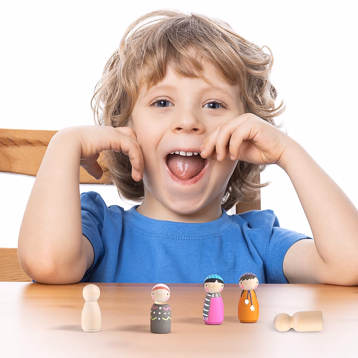 Christmas Doll 40Pcs Wooden Peg Dolls Unfinished Peg People Unpainted Wood Figures Decorative for DIY Graffiti Painting, Arts, Crafts Projects Wooden Toys Unfinished Wood