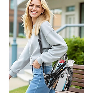 HULISEN Clear PVC Sling Bag Stadium Approved, Backpack with Adjustable Strap