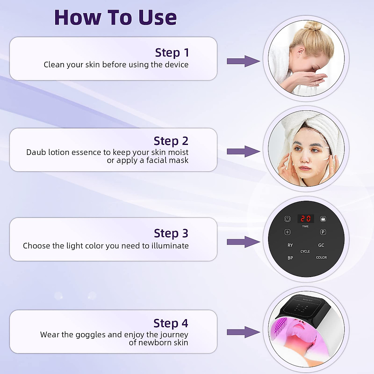 FARRENCE LED Face Mask Light 7 in 1 Color SPA Facial Equipment LED Light Facial Body Beauty Machine for Skin Care at Home