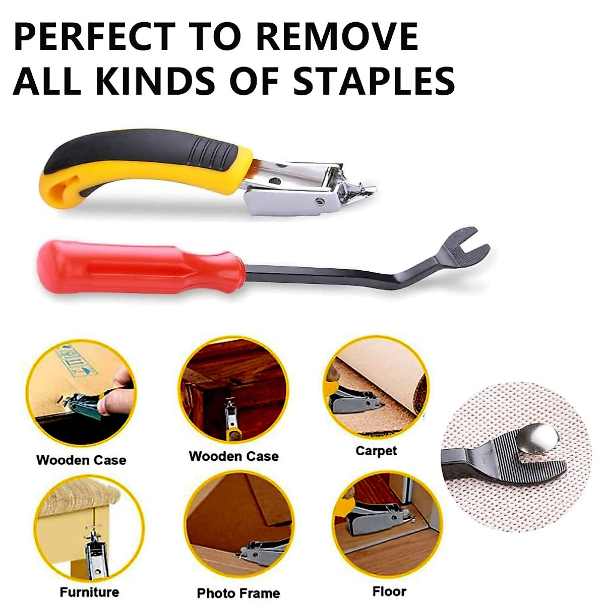 Staple Remover,Upholstery and Construction Staple Puller Tack Lifter Tool,Heavy Duty Carpet Remover,Nail Puller for Removing All Kinds of Staples for Furniture,Floor,Wooden Case,Carton
