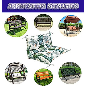 Boaisdus Swing Cushions 3 Seater Replacement Waterproof Porch Swing Cushions with Backrest and 8 Ties Thicken 4" Bench Cushion Replacement Patio Swing Cushion for Outdoor Furniture(60x40in)