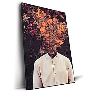 Surreal Flower Head Wall Art by Frank Moth - BIG Wall Décor - 40''x60'', Black