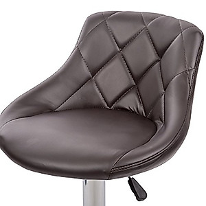 Ergonomic Design Bar stool Adjustable Hydraulic 360 Degree Swivel Stable Steel Frame Hight Density Cushion Seat Kitchen Dining Chair Pub Stool - Set of 2 Brown #1953