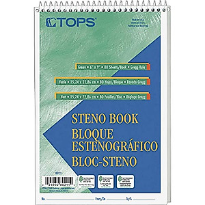 TOPS Products Steno Book, Gregg Rule, 80 Sheets/PD, 6"x9", White TOP8020 -(Pack of 12)