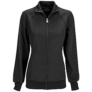 Cherokee Infinity Zip Front Scrub Jackets for Women, 4-Way Stretch Fabric 2391A, M, Black
