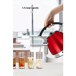 Water Boiler 1.7L/59.8OZ Electric Kettle, 1800W Safe and Fast Heating Design Hot Water Boiler, Large Mouth Design Tea Kettle, Red Fast Heating
