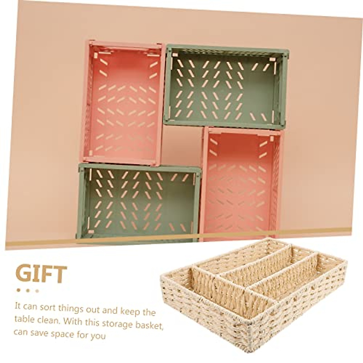 Cabilock Storage Box Make up Organizer Bag Home Storage Baskets Utensil Holder Rectangular Wicker Basket Tea Bags Holder Teabag Packet Holder Bathroom Storage Bins Office Coffee Organizer