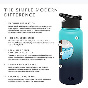Simple Modern 32oz Water Bottle, Insulated Reusable Wide Mouth Stainless Steel Metal Flask 1 Liter Thermos with Flip Lid, Ombre: Bermuda Deep