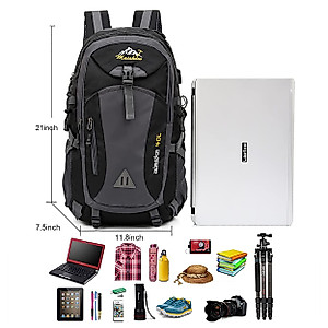 TianYaOutDoor 40L Hiking Backpack for Men Women Waterproof Lightweight Small Travel Backpack with USB Charging Port (Navy)