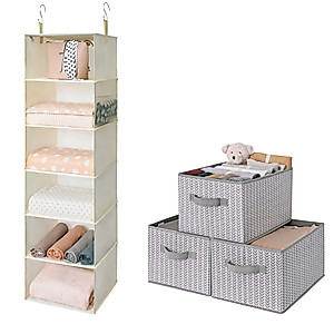 GRANNY SAYS Bundle of 3-Pack Shelf Storage Baskets & 1-Pack Closet Hanging Storage Shelves