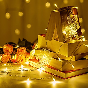 Snowflake Curtain Lights: 212 LED String Lights with 15 Snowflakes, Decorative Twinkle Window Fairy Light 8 Modes for Indoor Home Bedroom Wall Garden Patio Porch Party Wedding Xmas Decor