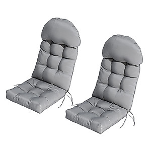 COSNUOSA 2 Pcs Rocking Chair Cushion High Back Adirondack Chair Cushion Waterproof Patio Cushions for Outdoor Furniture Light Gray