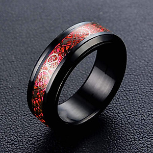 Ringcrown Couple Rings Black Plated Heart Red Cz Womens Wedding Ring Sets Crown Ring Titanium Man Wedding Bands（Please Buy 2 Rings for 1 Pair）
