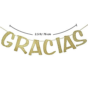 Gracias Banner Gold Glitter Sign Garland for Spanish Thank You Wedding Decorations Engagement Supplies Bridal Shower Party Decor Photo Booth Props
