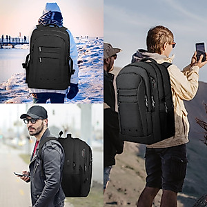 Backpack, Travel Backpack, Laptop Backpack, Durable 17 Inch Extra Large TSA Computer Backpacks with USB Charging Port, 40L High Capacity Water Resistant TSA Carry on Computer Business Bag, Black