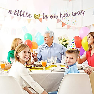 Purple Glitter A Little Butterfly is on Her Way Banner, Gender Reveal Baby Shower Banner, Girl's Baby Shower Party Decorations