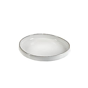 Serene Spaces Living Large Round White Ceramic Platter, Food-Safe, Appetizer, Dessert, Fruit Decorations, Serving Platter, Storage Platter for Candles, Cosmetic, Jewelry, 12" Diameter & 1.5" Tall