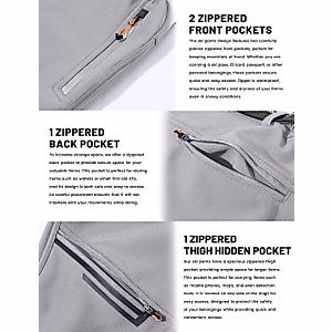 TACVASEN Fleece Lined Pants Men Insulated Ski Pants Water Resistant Snow Windproof Snowboard Trousers Hiking Winter Warm Outdoor Gray 38