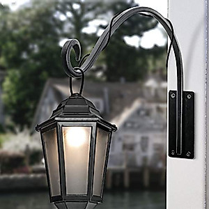 Lifyzoon Heavy Duty Plant Hanger Bracket (16"/Black) Outdoor Hand-Forged Hanging Plant Bracket Durable and Stable Bird Feeder Hanger