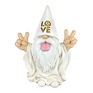 GlitZGlam Rocker Gnome – “George” – Peace and Love - This Gnome Brings Peace and Love to All and Your Fairy Garden and Gnome Garden 10 Inches Tall Garden Gnome Figurine