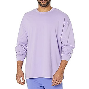 Amazon Essentials Men's 100% Organic Cotton Oversized-Fit Long-Sleeve T-Shirt, Purple, Large