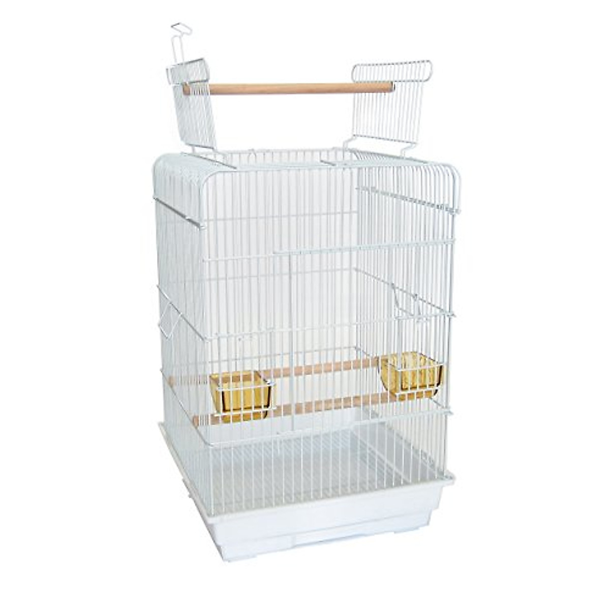 YML A5984 3/4" Bar Spacing Open Top Small Parrot Cage, 18" x 18", White