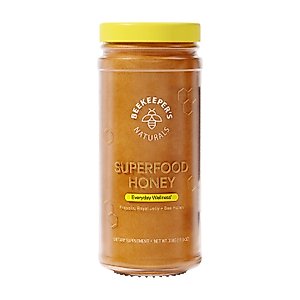 Superfood Honey by Beekeeper's Naturals - Bee Pollen, Royal Jelly, Propolis, Honey - Natural Energy, Immune Support, Mental Clarity, Athletic Performance (11.6 oz)