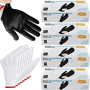 Janmercy 400 Pcs Disposable BBQ Gloves Grilling Gloves with 8 Pairs Cotton Liners Gloves Heat Resistant Cooking Gloves Reusable Latex Free Nitrile Gloves for Cooking Barbecue