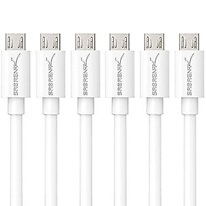 SABRENT [6-Pack 22AWG Premium 3ft Micro USB Cables High Speed USB 2.0 A Male to Micro B Sync and Charge Cables [White] (CB-M63W)