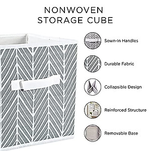 DII Non Woven Polyester Storage Bin, Chevron, Gray, Large Set of 2