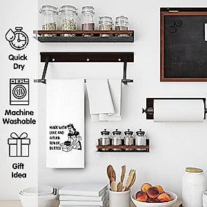 RZHV Made with Love and A Ton of Butter Kitchen Towel, Funny Retro Housewife Dish Towel Gift for Women Sisters Friends Mom Aunty Hostess Bake Lover, Housewarming New Home