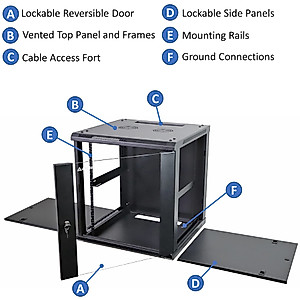 AEONS 12U Professional Wall Mount Network Server Cabinet Enclosure 19-Inch Server Network Rack 16-Inches Deep Black