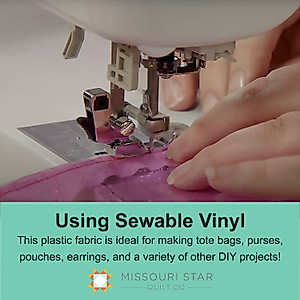 Missouri Star Glitter Vinyl Roll 16” x 54” - Sewable Plastic Fabric for Making Tote Bags, Purses, and Craft Projects - Clear Glitter PVC Vinyl