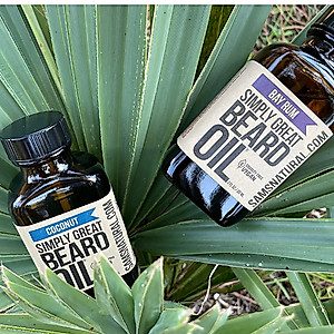Simply Great Beard Oil - COCONUT Scented Beard Oil - Beard Conditioner 3 Oz Easy Applicator - Natural - Vegan and Cruelty Free Care for Beards - America's Favorite - Gifts for Men with Beards