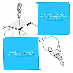 STOBAZA 1pc Drying Rack Metal Hangers Mounted Drying Rack Stainless Steel Hangers Sock Hangers with Clips Balcony Laundry Clip Clothes Drying Hanger Balcony Drying Rack Socks Clips Silver