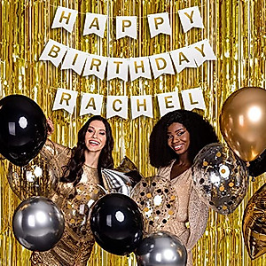 Uorbmaio White Happy Birthday Bunting Banner with Name Banner: Ideal Birthday Party Decorations Favor