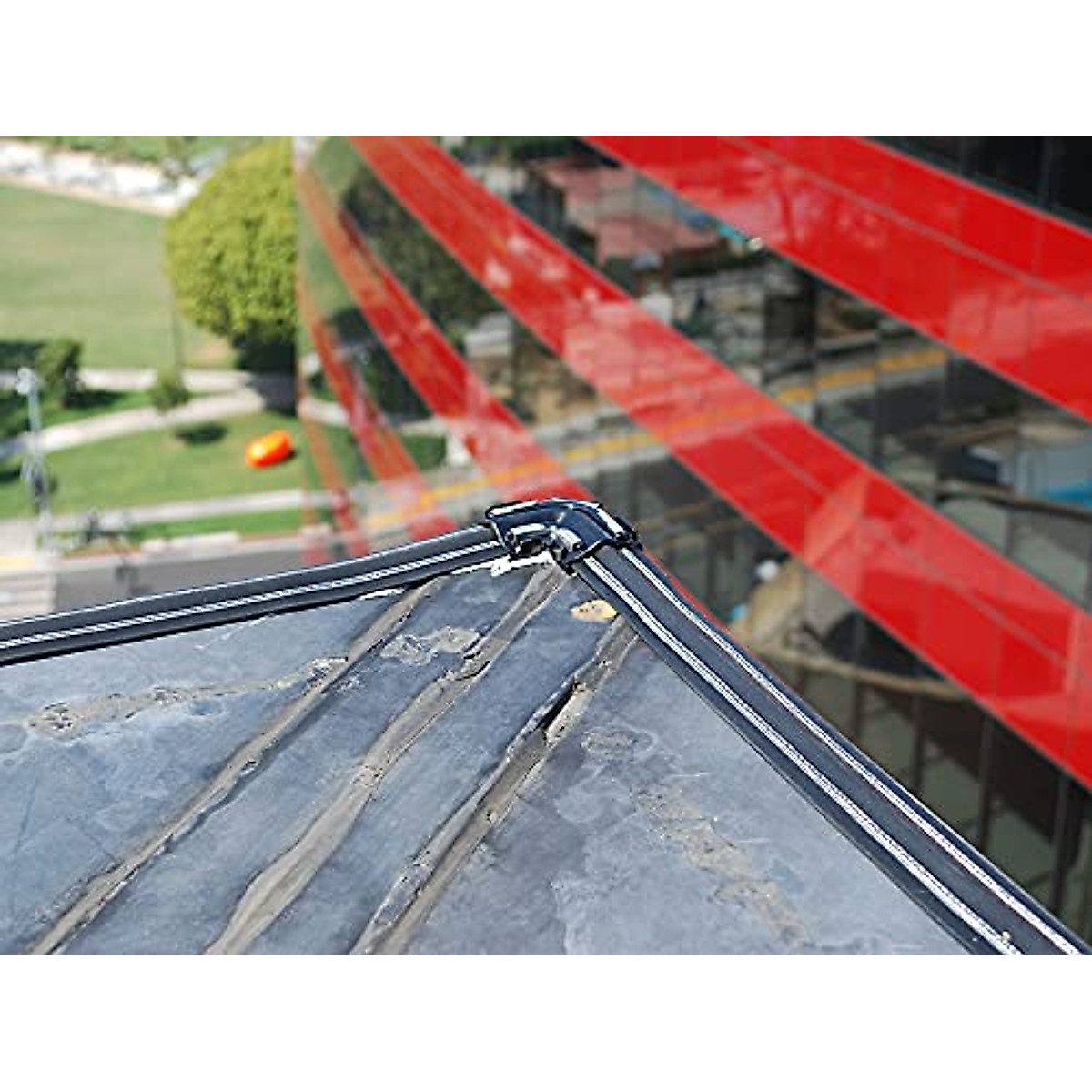 Bird Barrier Bird-Shock Flex-Track – 50ft Low Profile Electrified Track Bird Deterrent – Flexible PVC Strips with Stainless Steel Braid – Bird Repellent for Roofs, Parapets, Ledges - Sign Red