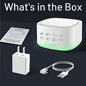 Magicteam White Noise Machine 10 Colors Lights and 25 Soothing Sounds Sleep Sound Machine with 5 Timers with Memory Feature Portable Sound Machine for Baby Adults. (White)
