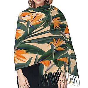 Cashmere Scarf Blanket with Tassel Bird of Paradise Womens Gifts Long Shawl Wraps Winter Stole