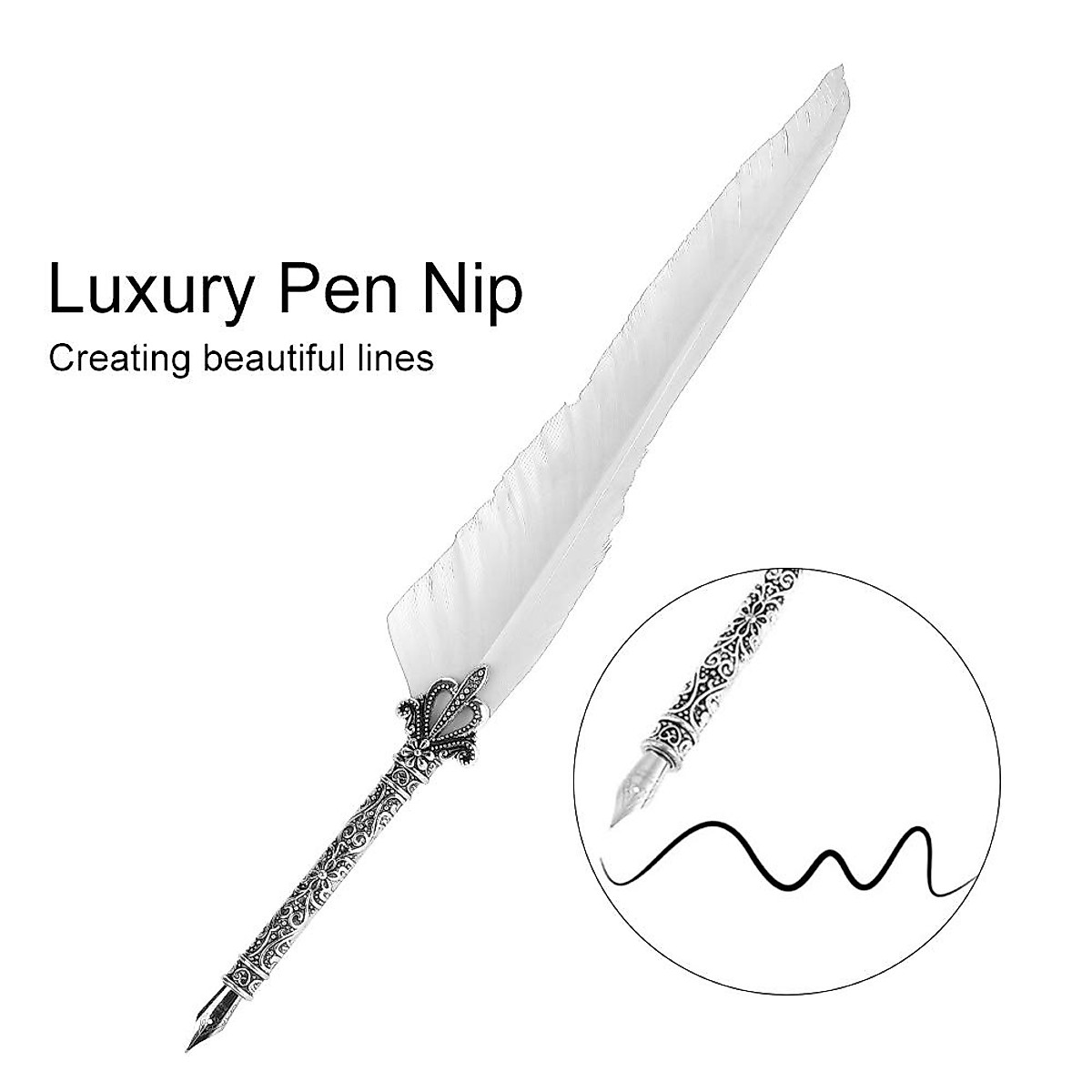 Ciglow European Retro Pen Gift Box Set,Calligraphy Dip Quill Pen Sealed Set with 5 Nibs Empty Ink Bottle Writing Pen,Suitable for Christmas,Valentine'S Day and Other Holiday Gifts