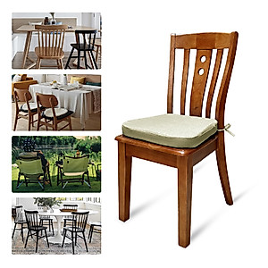 KONROBIN Chair Cushion with Ties for Dining Chairs Memory Foam Thick Kitchen Chair Pad 17" x 16.5" x 2"Set of 2,with Machine Washable Cover Seat with Zipper Indoor Chair for Room,Office etc-Beige